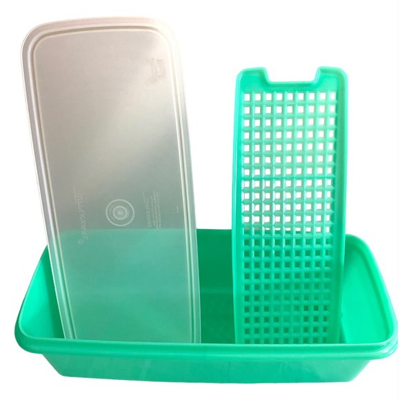 Tupperware | Dining | Vintage Long Square Tupperware Green Container ...